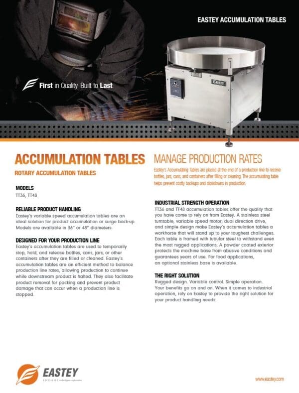 Accumulation Table - Product Accumulation Solution - Eastey